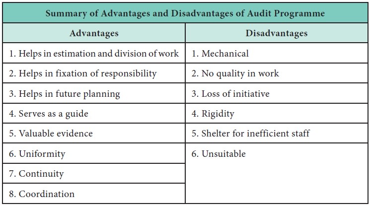 Audit Programme Meaning Definition Benefits or Advantages Disadvantages Objectives Contents