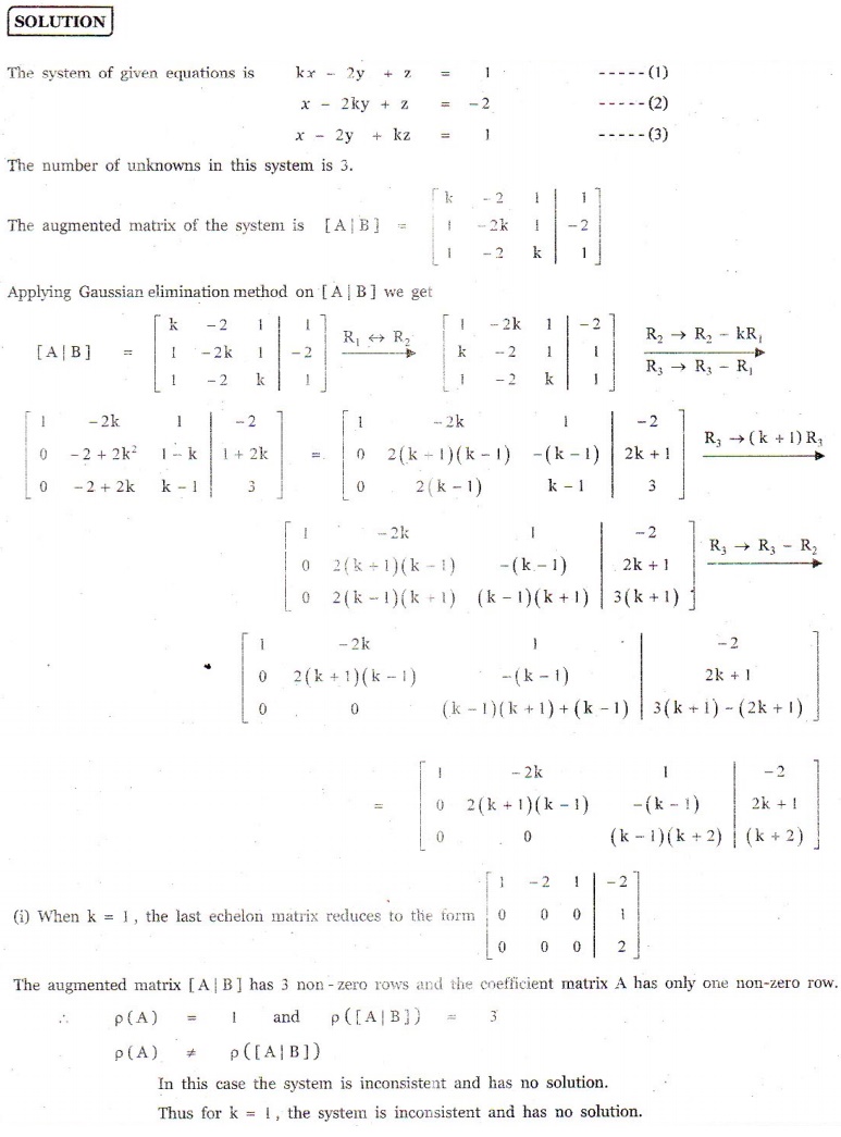 Exercise 1 6 Matrix Non homogeneous Linear Equations Problem