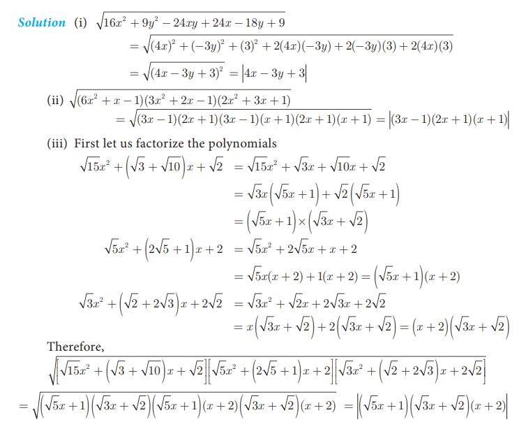 Square Root Of Polynomials Factorization Method Example Solution Square Root Of Polynomials Factorization Method Example Solution