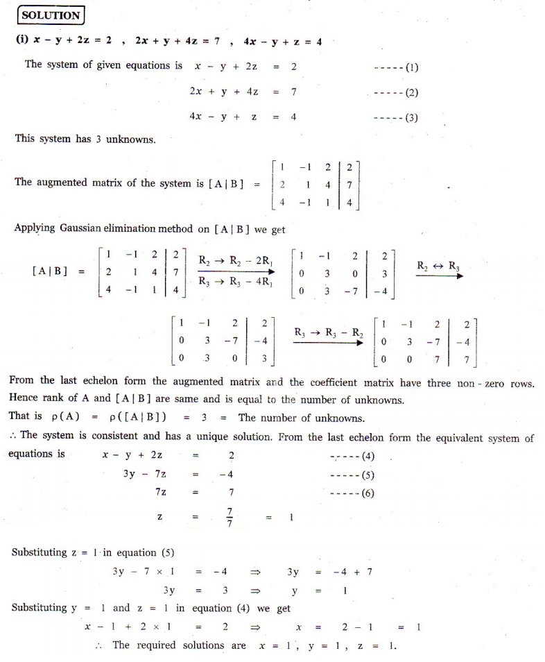Exercise 1 6 Matrix Non homogeneous Linear Equations Problem
