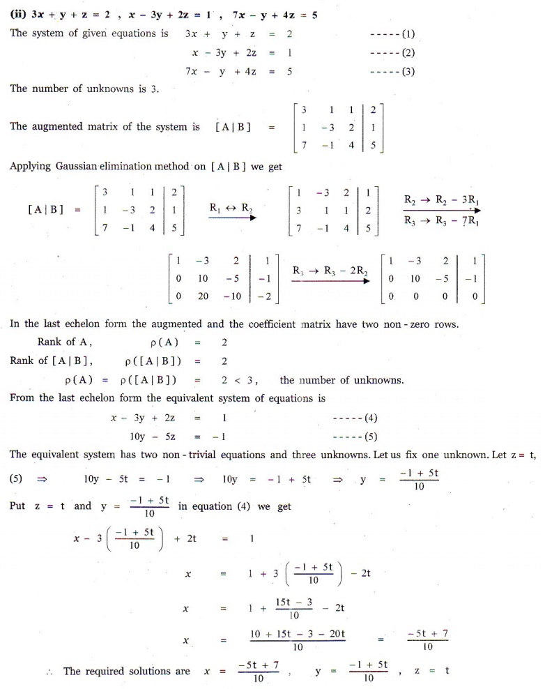 Exercise 1 6 Matrix Non homogeneous Linear Equations Problem