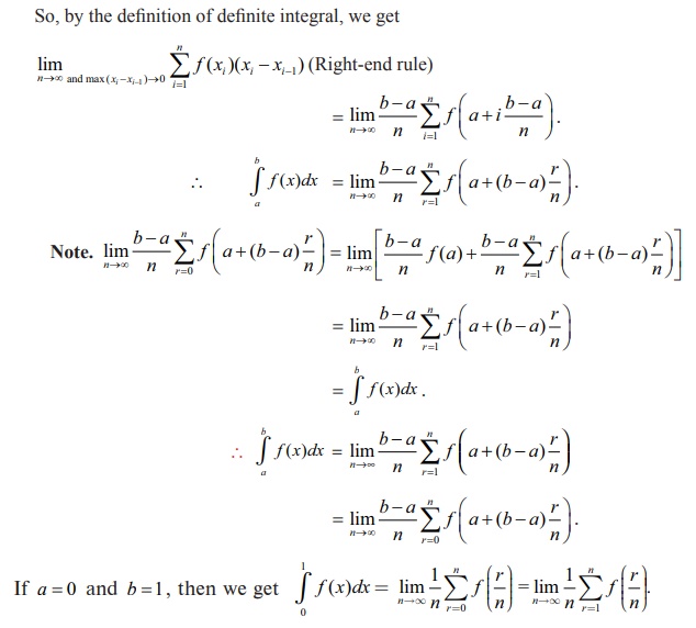 Limit Formula To Evaluate Definite Integral As The Limit Of A Sum 