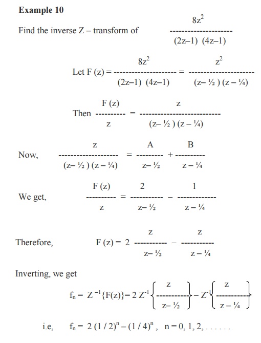 Z Transforms And Difference Equations